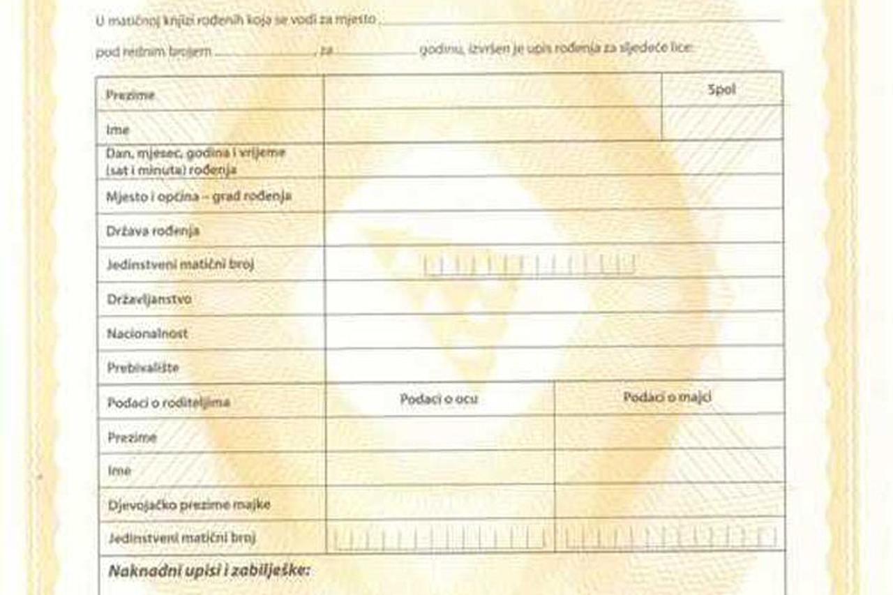 Rodni list će se naplaćivati 0,39 feninga, a vjenčani list 1,72 KM - www.vecernji.ba