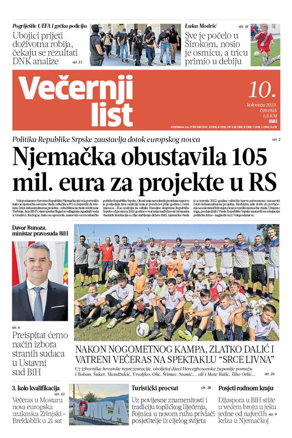 Pročitajte što vam ovoga četvrtka donosi Večernji list BiH - www ...