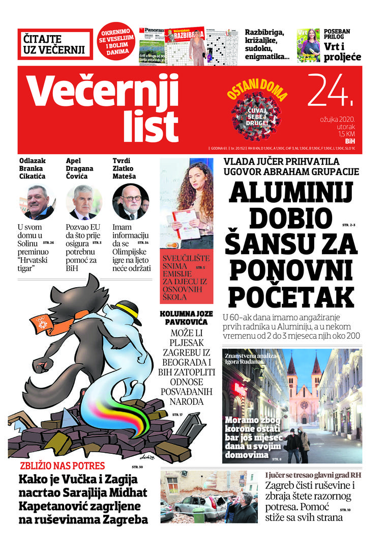 Pročitajte što vam donosi u utorak tiskano izdanje Večernjeg lista BiH ...