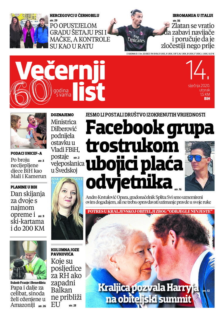 Pročitajte što vam donosi u utorak tiskano izdanje Večernjeg lista BiH ...