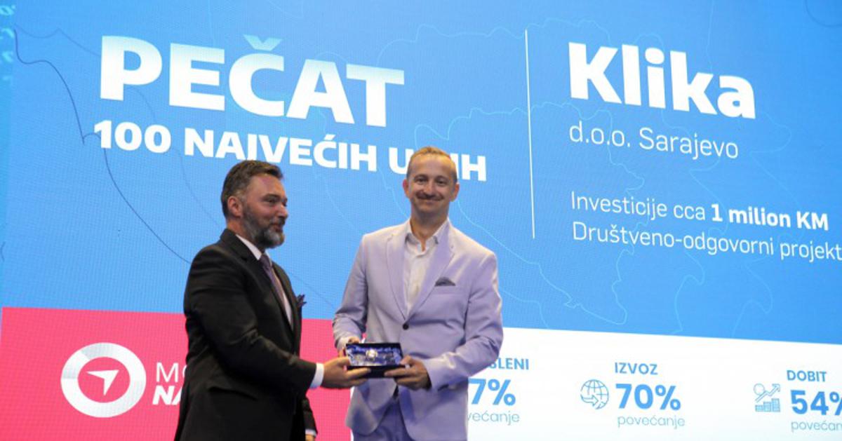 Priznanje 'Pečat 100 najvećih u BiH' dobila kompanija 'Klika' - www ...