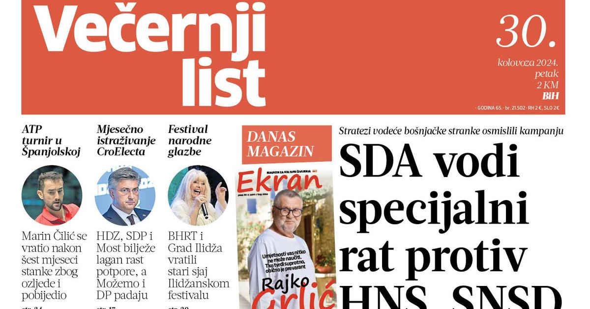 Pročitajte što vam ovoga petka donosi Večernji list BiH - www.vecernji.ba