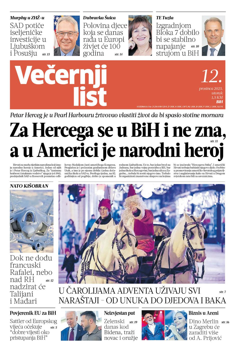 Pročitajte što vam ovog utorka donosi Večernji list BiH - www.vecernji.ba