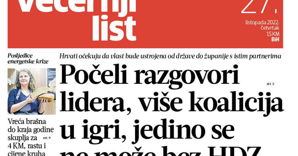 Pročitajte što vam ovoga četvrtka donosi Večernji list BiH - www ...