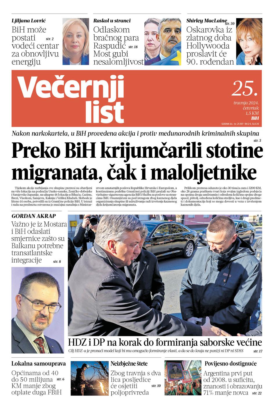 Pročitajte što vam ovog četvrtka donosi Večernji list BiH - www.vecernji.ba
