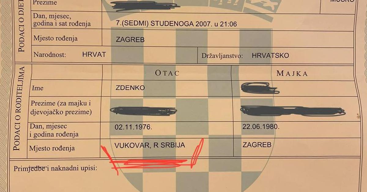 Totalna bizarnost u Zagrebu: Izdali mu rodni list na kojem piše da je ...