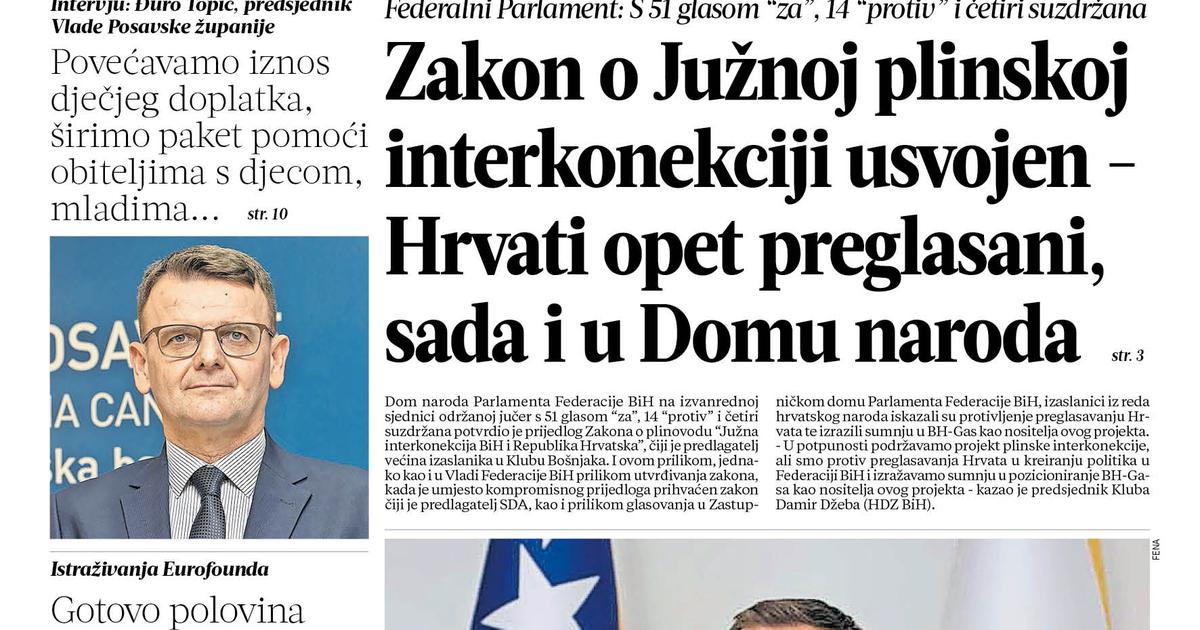 Pročitajte što vam ovoga petka donosi Večernji list BiH - www.vecernji.ba