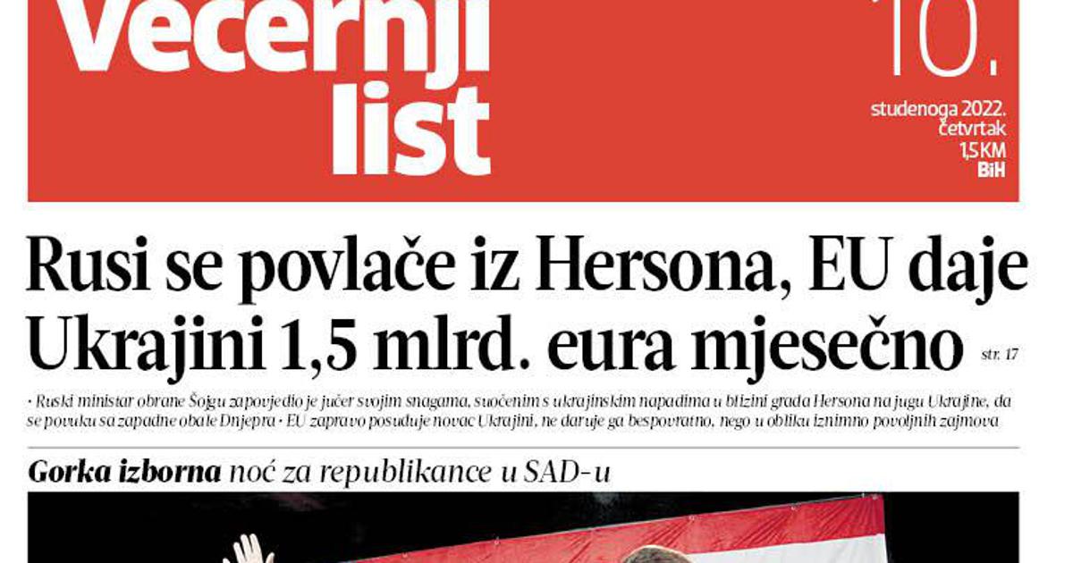 Pročitajte što vam ovoga četvrtka donosi Večernji list BiH - www ...