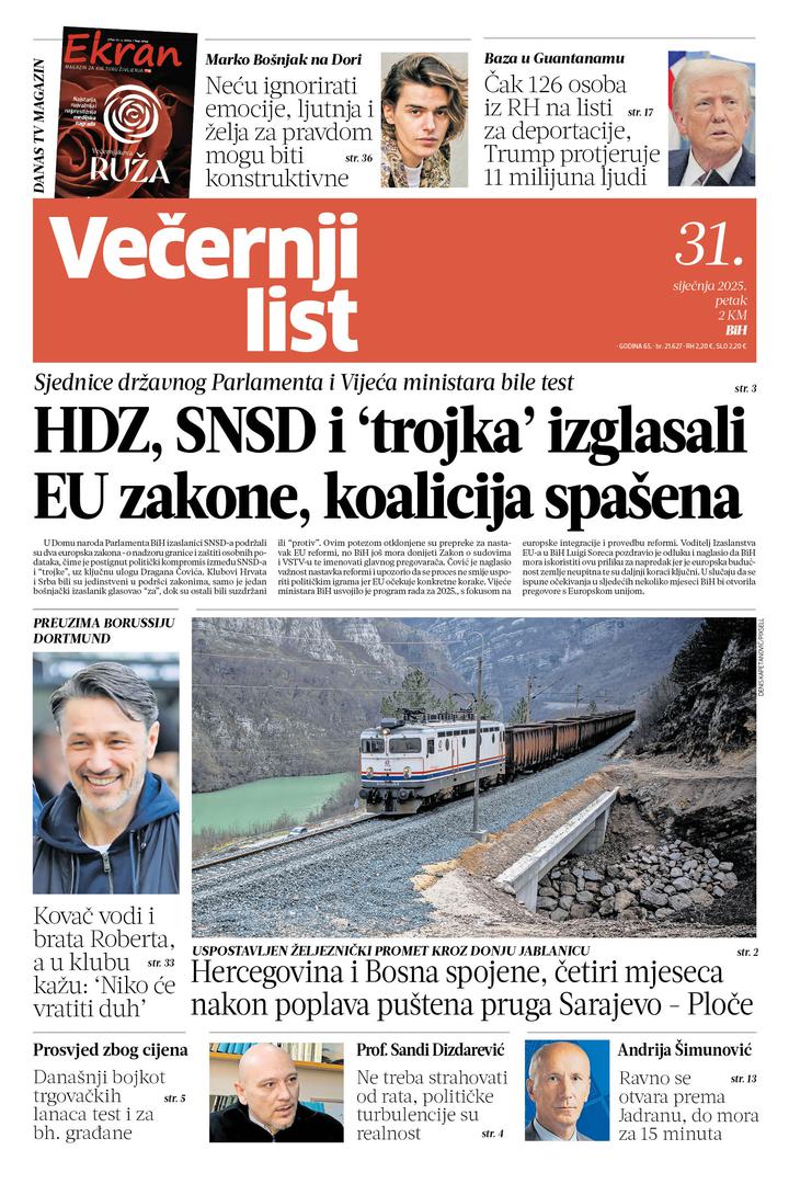 Pročitajte što vam ovoga petka donosi Večernji list BiH - www.vecernji.ba